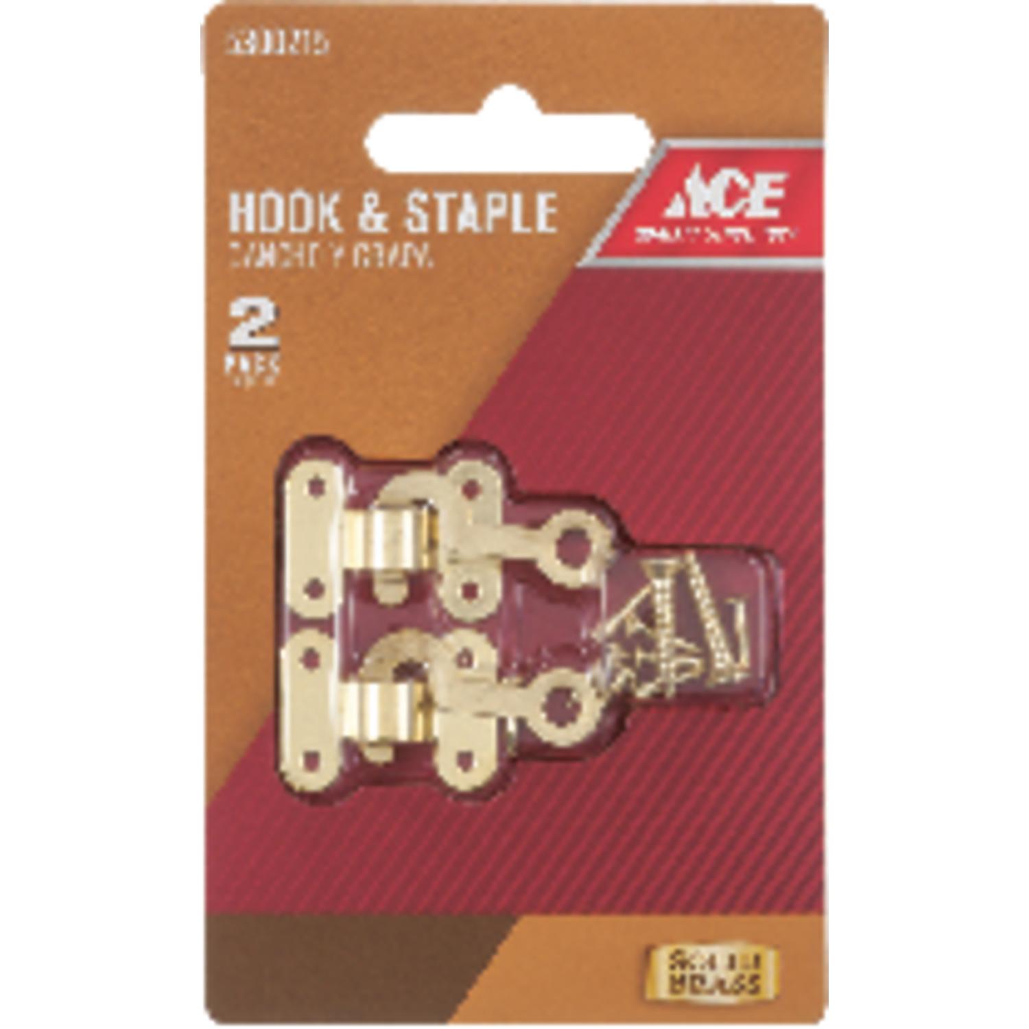 Ace Satin Gold Brass Small Decorative Hook and Staple 2 pk - Ace Hardware