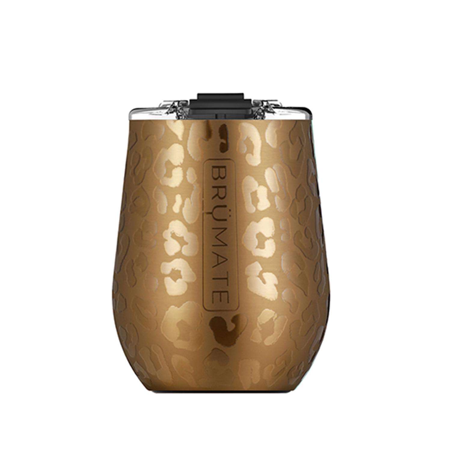 BruMate Uncork'd 14 oz Gold Leopard BPA Free Wine Tumbler with Lid ...