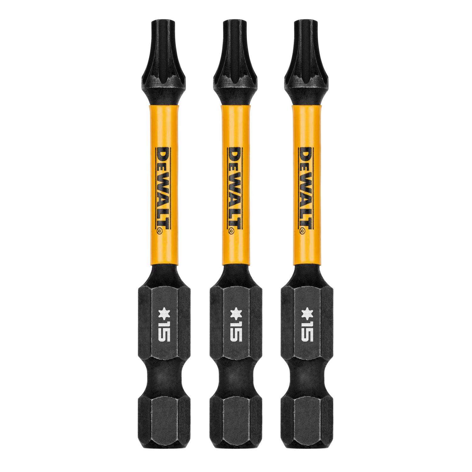 DeWalt FlexTorq Torx T15 X 2.25 in. L Drill and Driver Bit Set Steel 3 ...