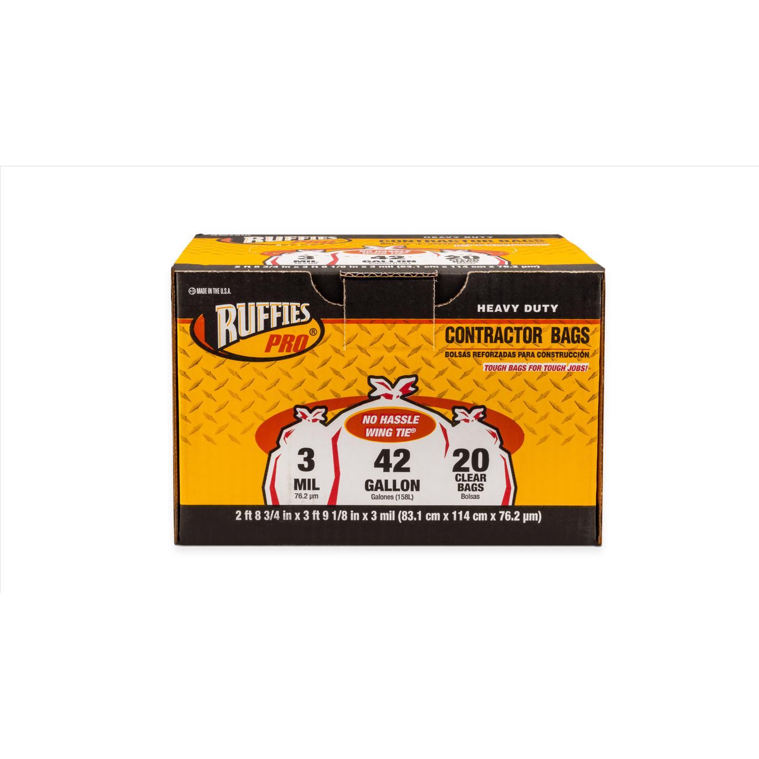 Ruffies Pro 42 gal Contractor Bags Wing Ties 20 pk 3 mil - Ace Hardware