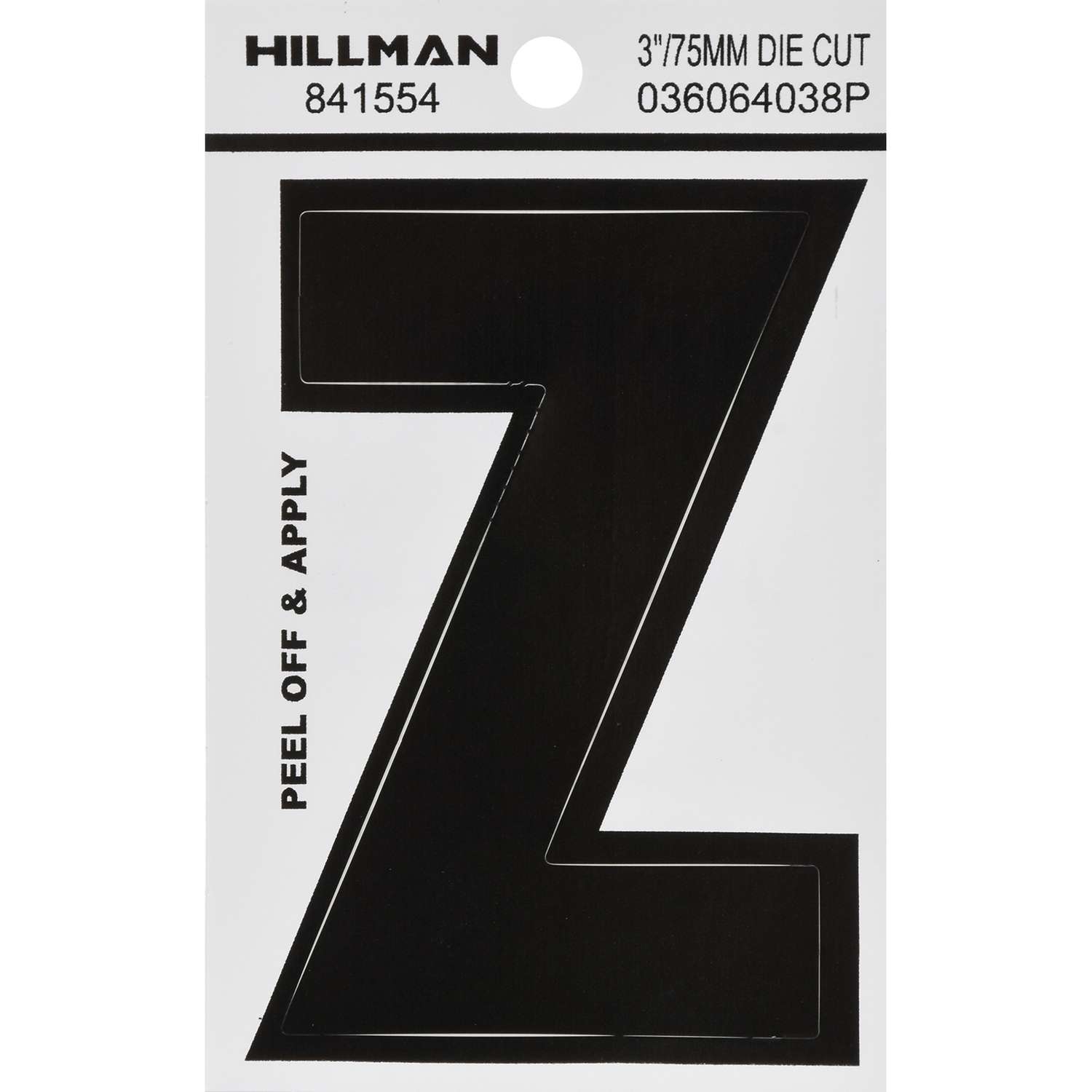 Hillman 3 in. Black Vinyl Self-Adhesive Letter Z 1 pc - Ace Hardware