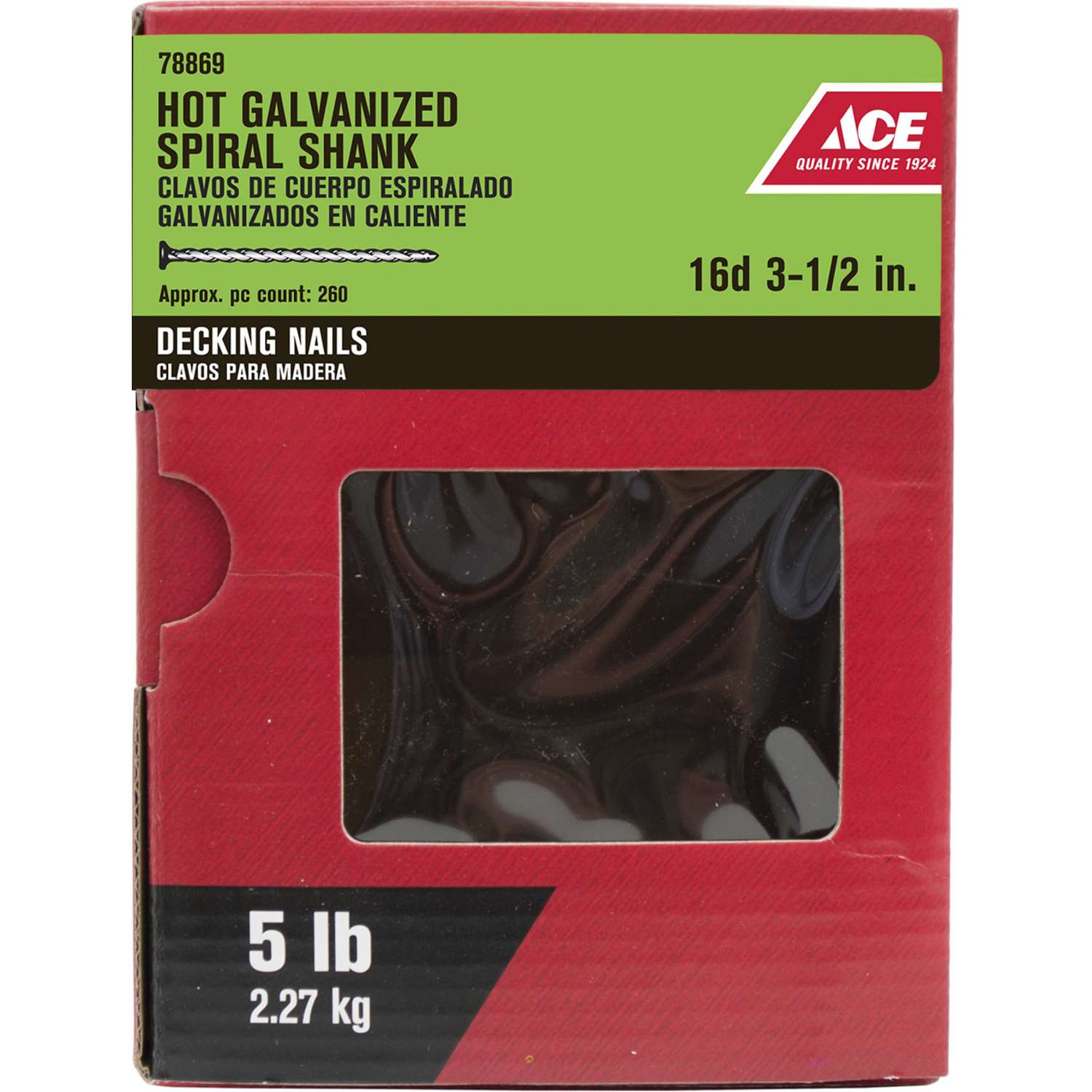 Ace 16D 3-1/2 in. Deck Hot-Dipped Galvanized Steel Nail Flat Head 5 lb ...