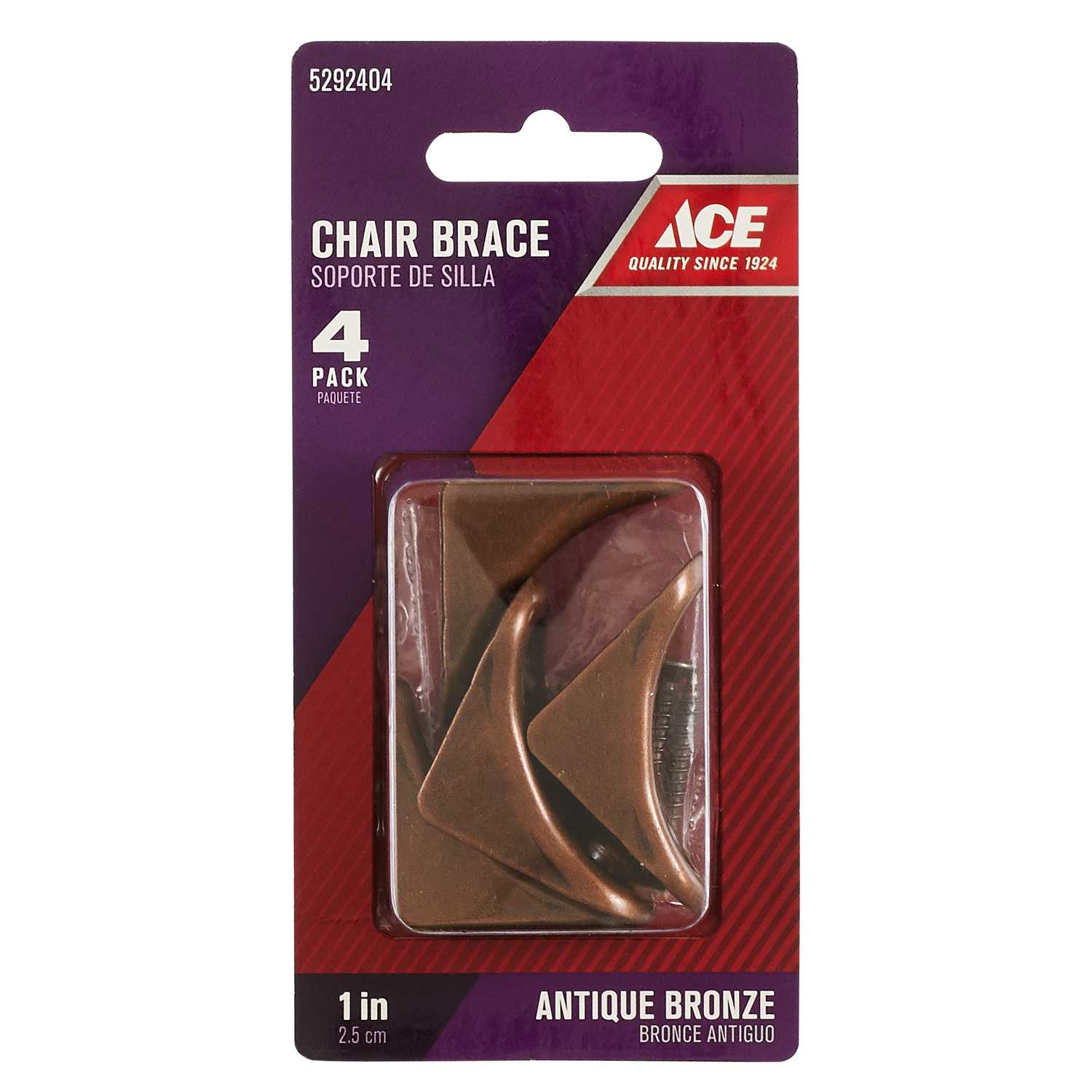 Ace 1 in. H x 2.75 in. W x 1 in. D Zinc Inside Chair Brace - Ace Hardware