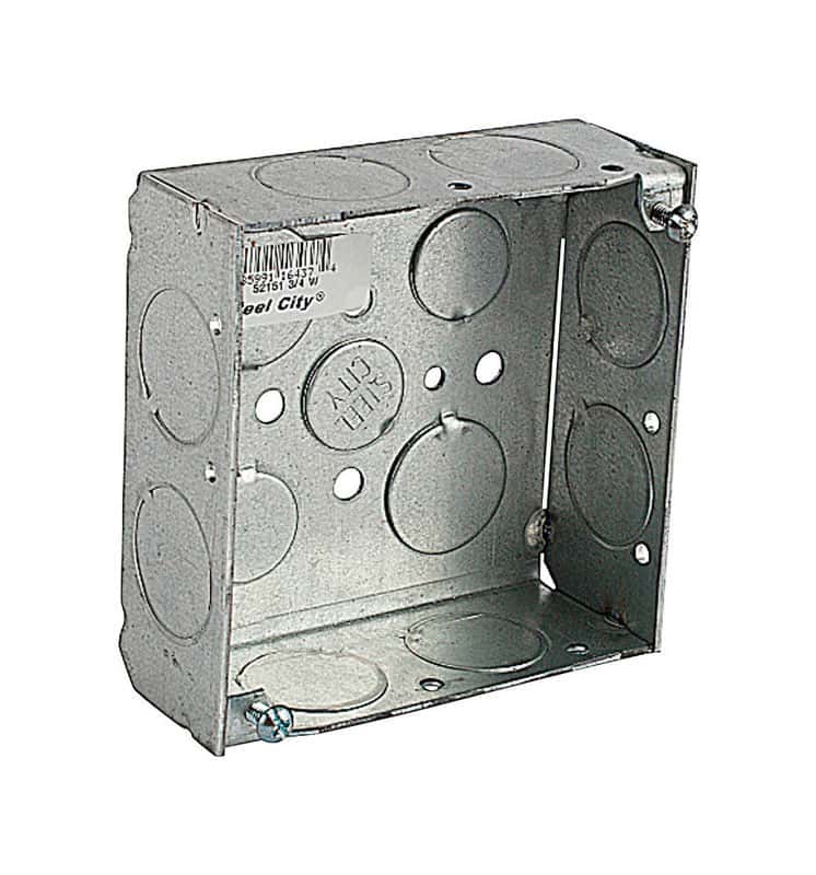 Steel City 4 in. Square Galvanized Steel Outlet Box Silver - Ace Hardware