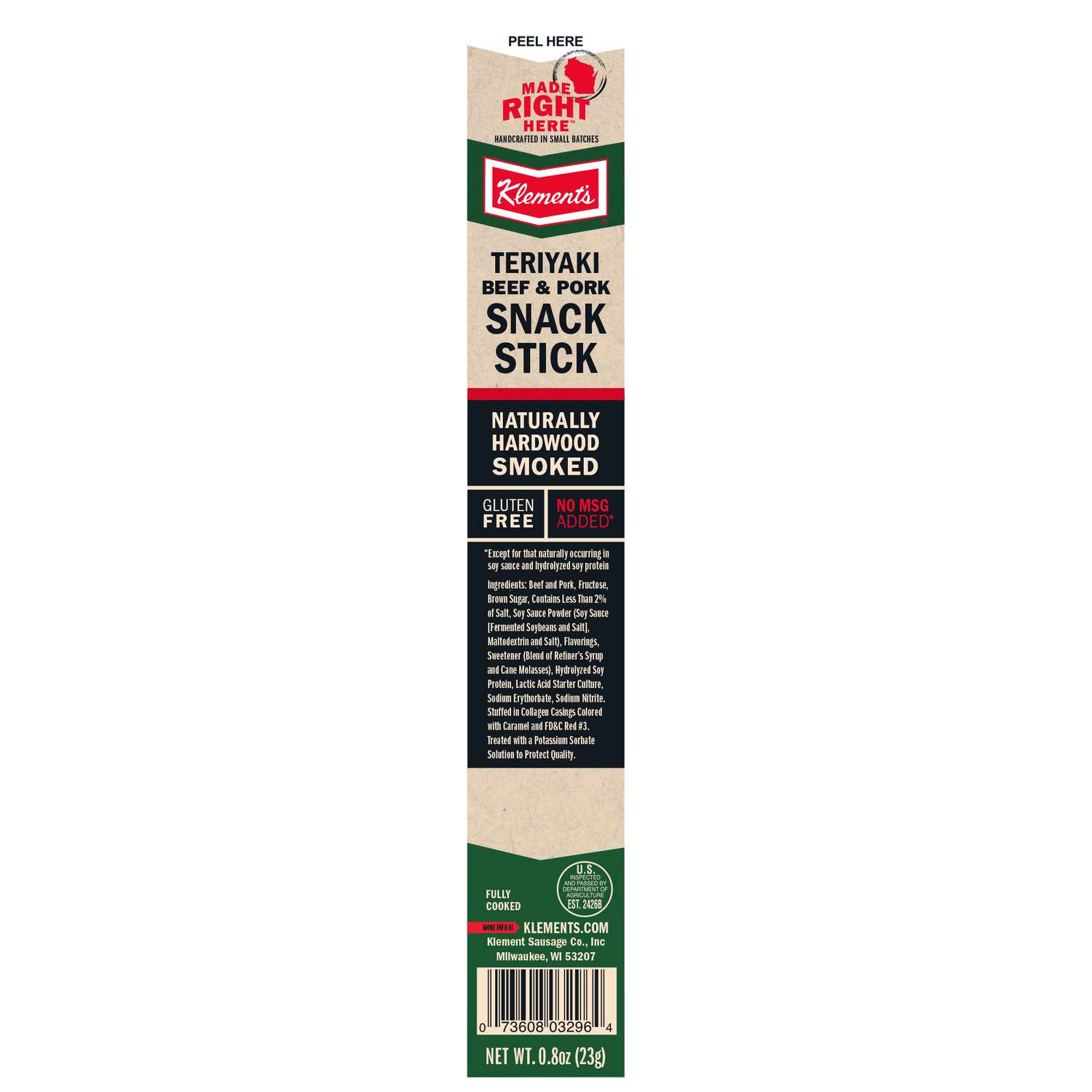 Klement's Teriyaki Snack Stick 0.8 oz Bagged - Ace Hardware