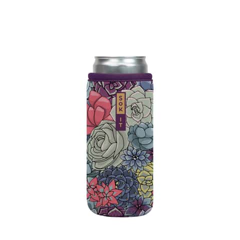 Sok-It CanSok 12 oz Succulents Multicolored BPA Free Slim Can Insulator ...