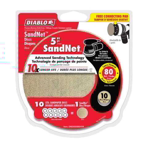 Diablo SandNet 5 in. Ceramic Blend Hook and Lock Sanding Disc 80 Grit Coarse 10 pk Mfr DND050080H10I Ace Hardware