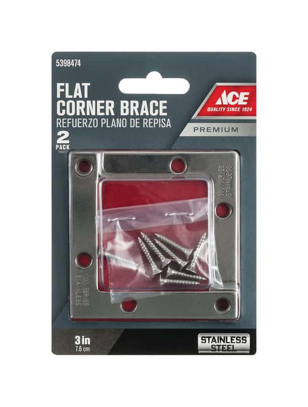 Ace 3 in. H X 3.75 in. W X 3 in. D Stainless Steel Inside Corner Brace ...