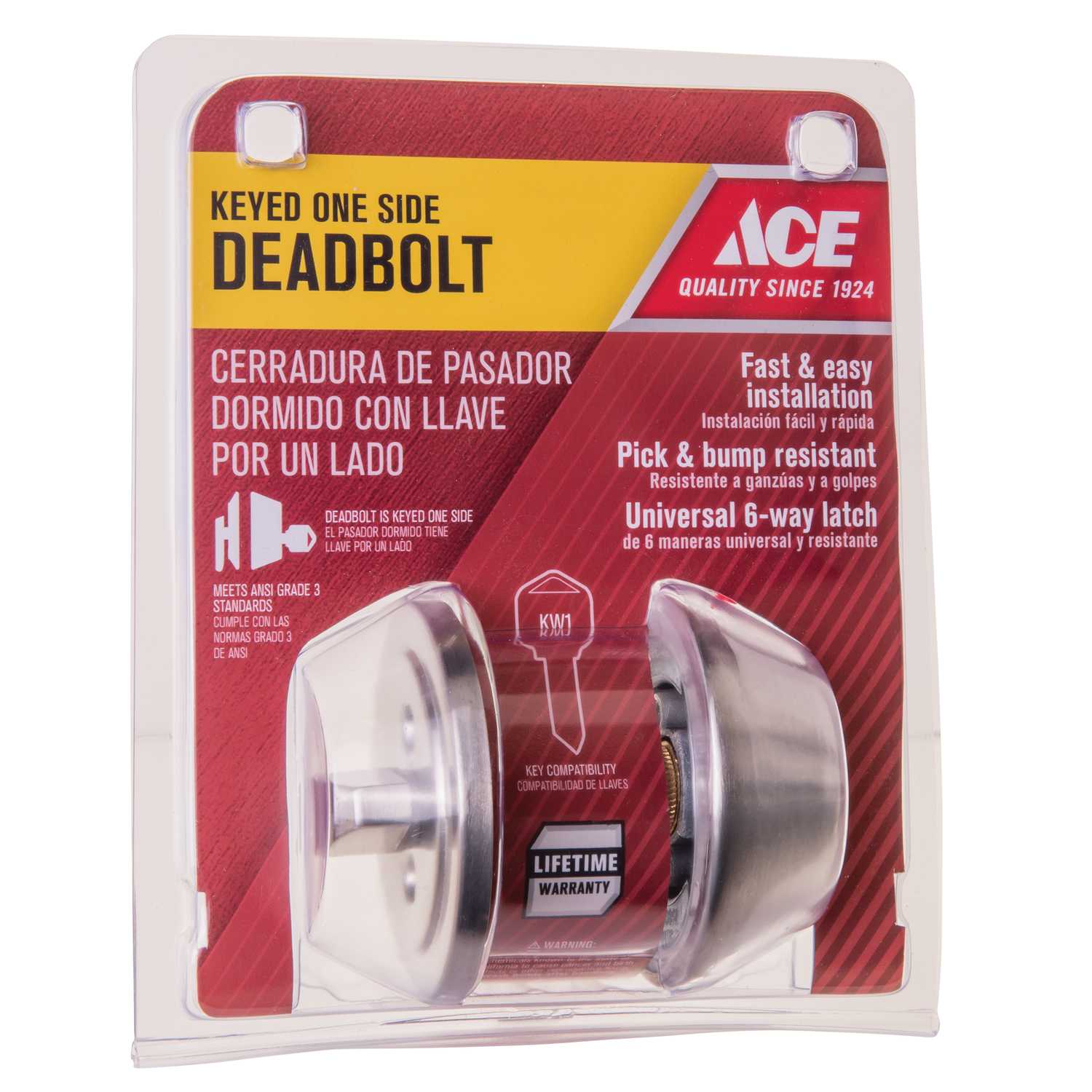 Ace Brushed Chrome Stainless Steel Single Cylinder Deadbolt - Ace Hardware