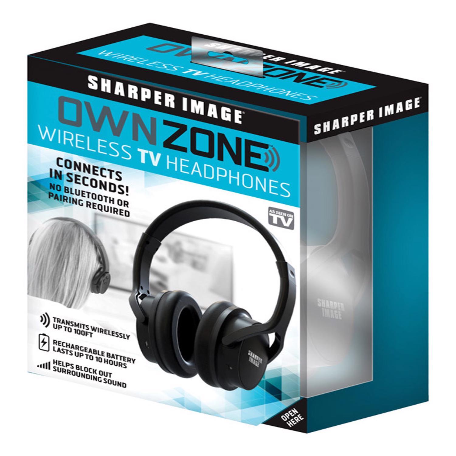 Own Zone Wireless TV Headphones By Sharper Image Black