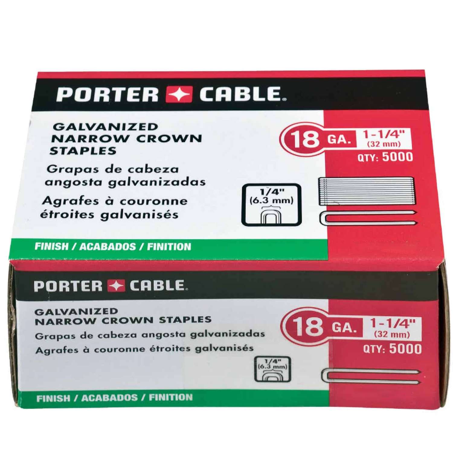 Porter Cable 1/4 in. W X 3/4 in. L 18 Ga. Narrow Crown Staples 5000 pk ...