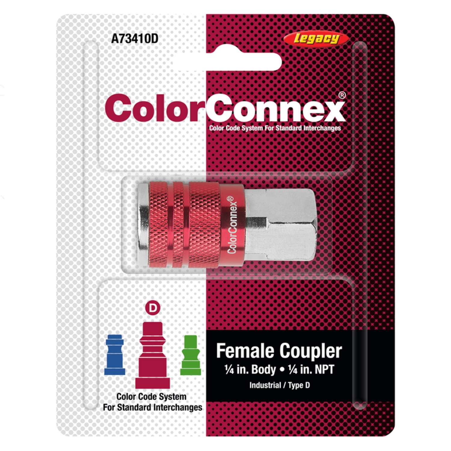 Legacy ColorConnex Aluminum/Steel Air Coupler 1/4 in. Female 1 pc - Ace ...
