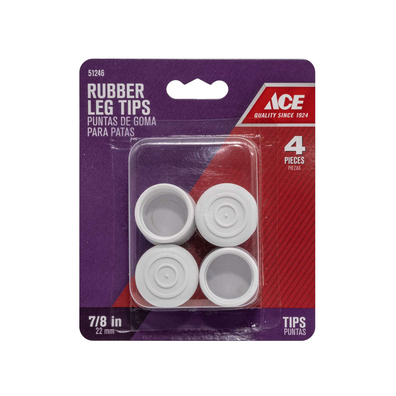 Ace Rubber Leg Tip Off-White Round 7/8 in. W 4 pk - Ace Hardware