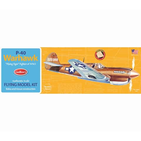 Guillow's P-40 Warhawk Flying Model Kit Balsa Wood Brown Mfr# 501 - Ace ...