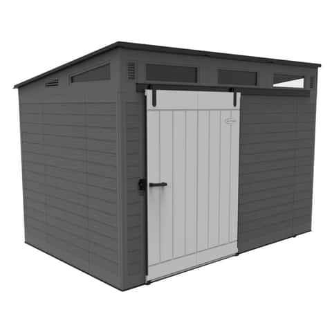 Suncast 10 ft. x 7 ft. Resin Horizontal Barn Storage Shed with Floor ...