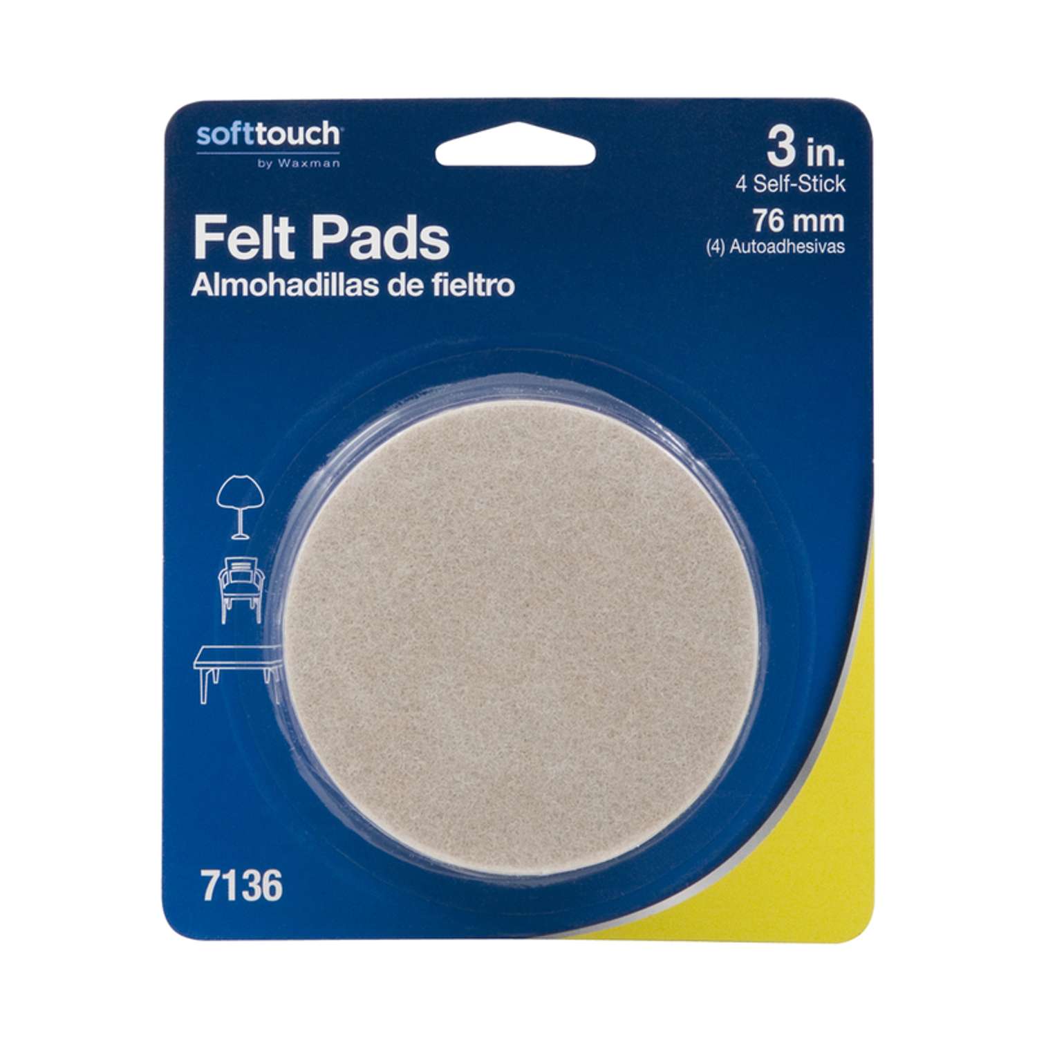 Softtouch Felt Self Adhesive Protective Pad Beige Round 3 in. W X 3 in ...