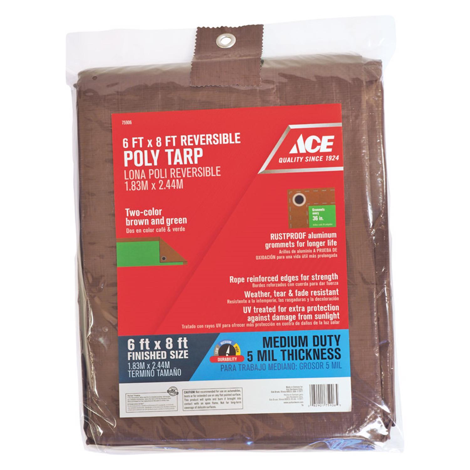 Ace 6 ft. W X 8 ft. L Medium Duty Polyethylene Tarp Brown/Green Mfr# AK ...