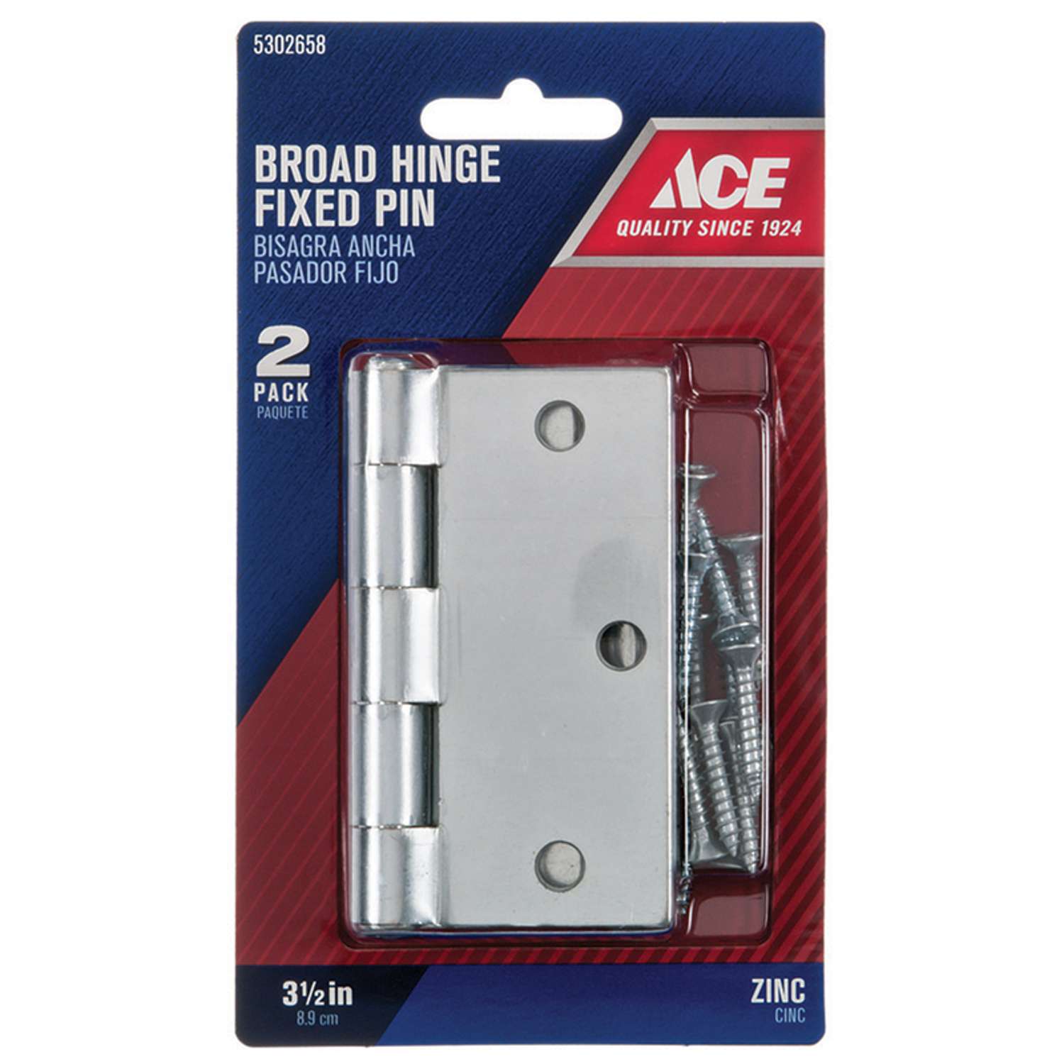 Ace 3-1/2 in. L Zinc-Plated Broad Hinge 2 pk - Ace Hardware