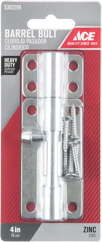 Ace 4 in. L Zinc-Plated Steel Barrel Bolt 1 pk - Ace Hardware