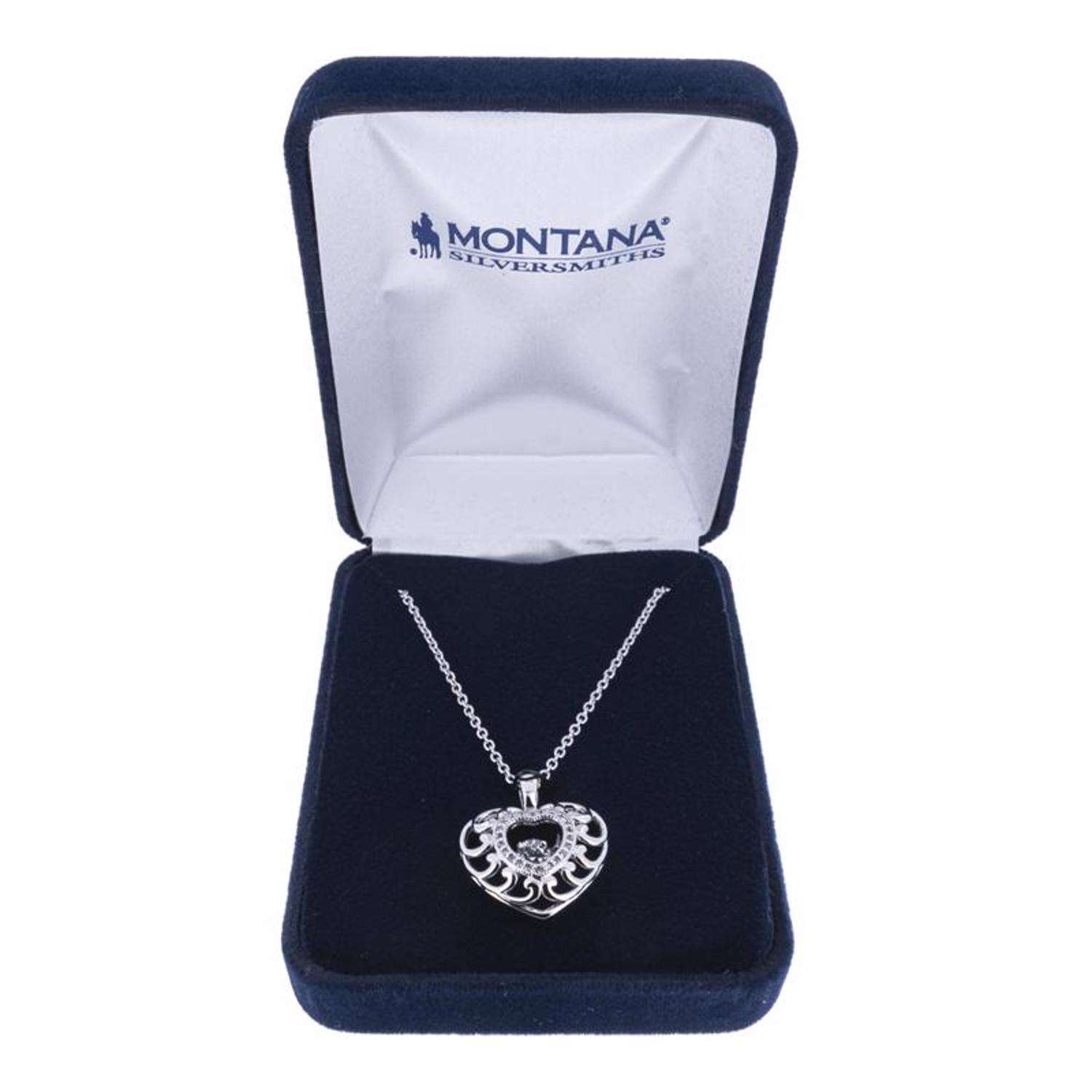 Montana Silversmiths Women's Waves of Love Heart Silver Necklace Brass ...