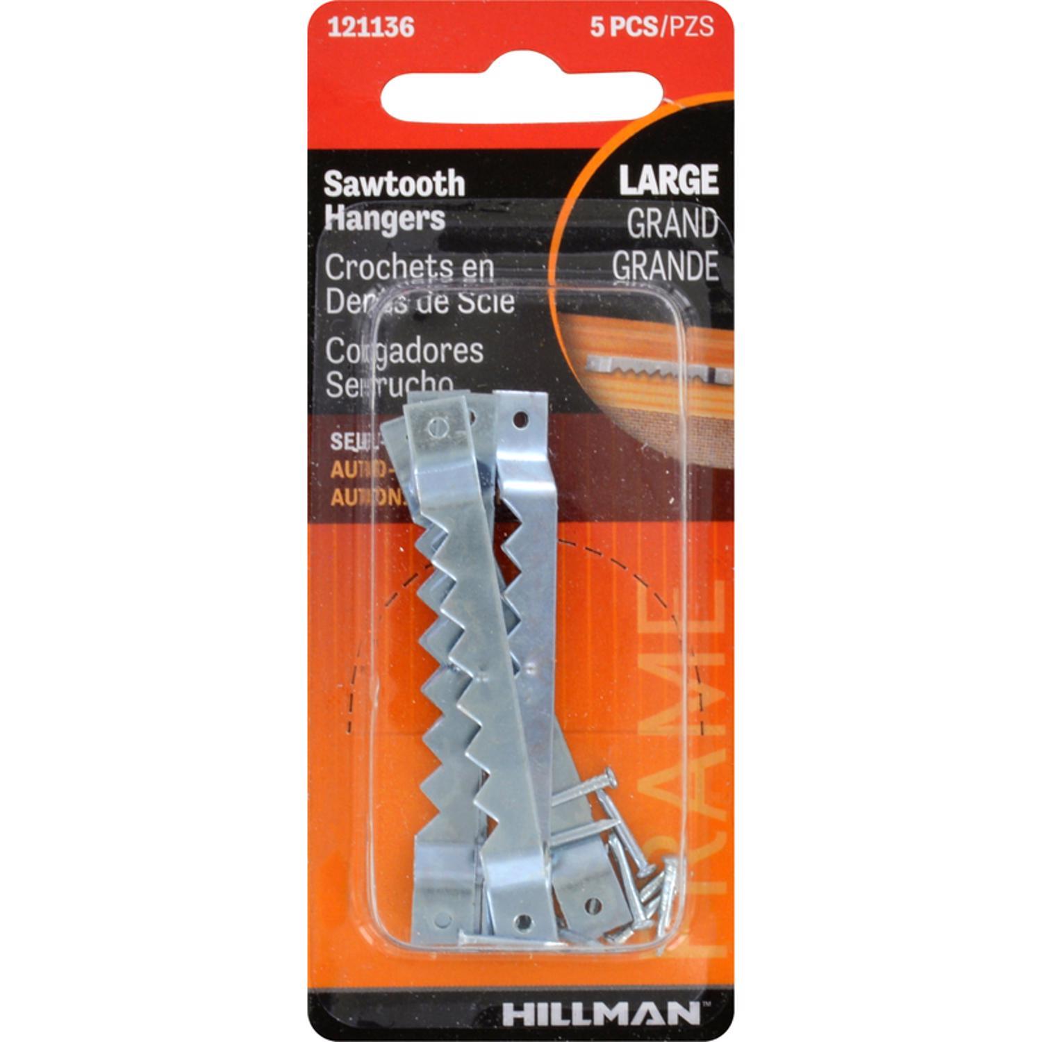 HILLMAN Steel Zinc Silver Large Self-Leveling Hanger 5 pk Mfr# 121136 ...