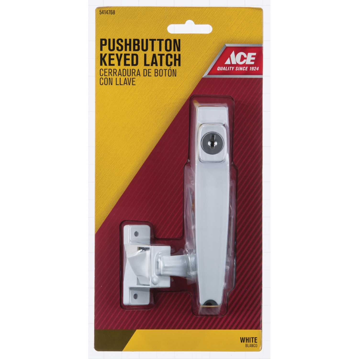 Ace White White Steel Push Button Keyed Latch 1 pk - Ace Hardware