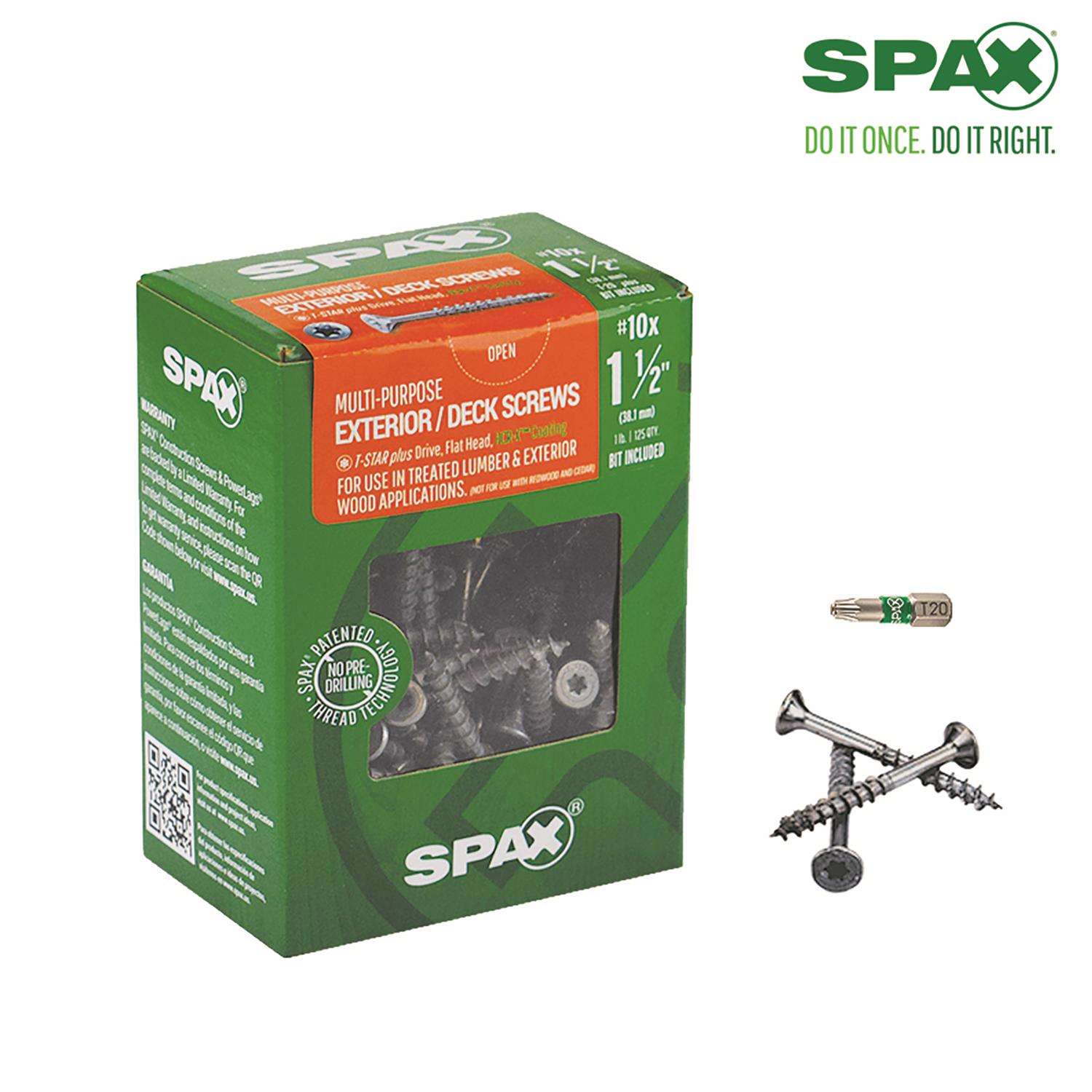 Spax No. 10 Sizes X 1-1/2 in. L T-20+ Flat Head Construction Screws 125 ...