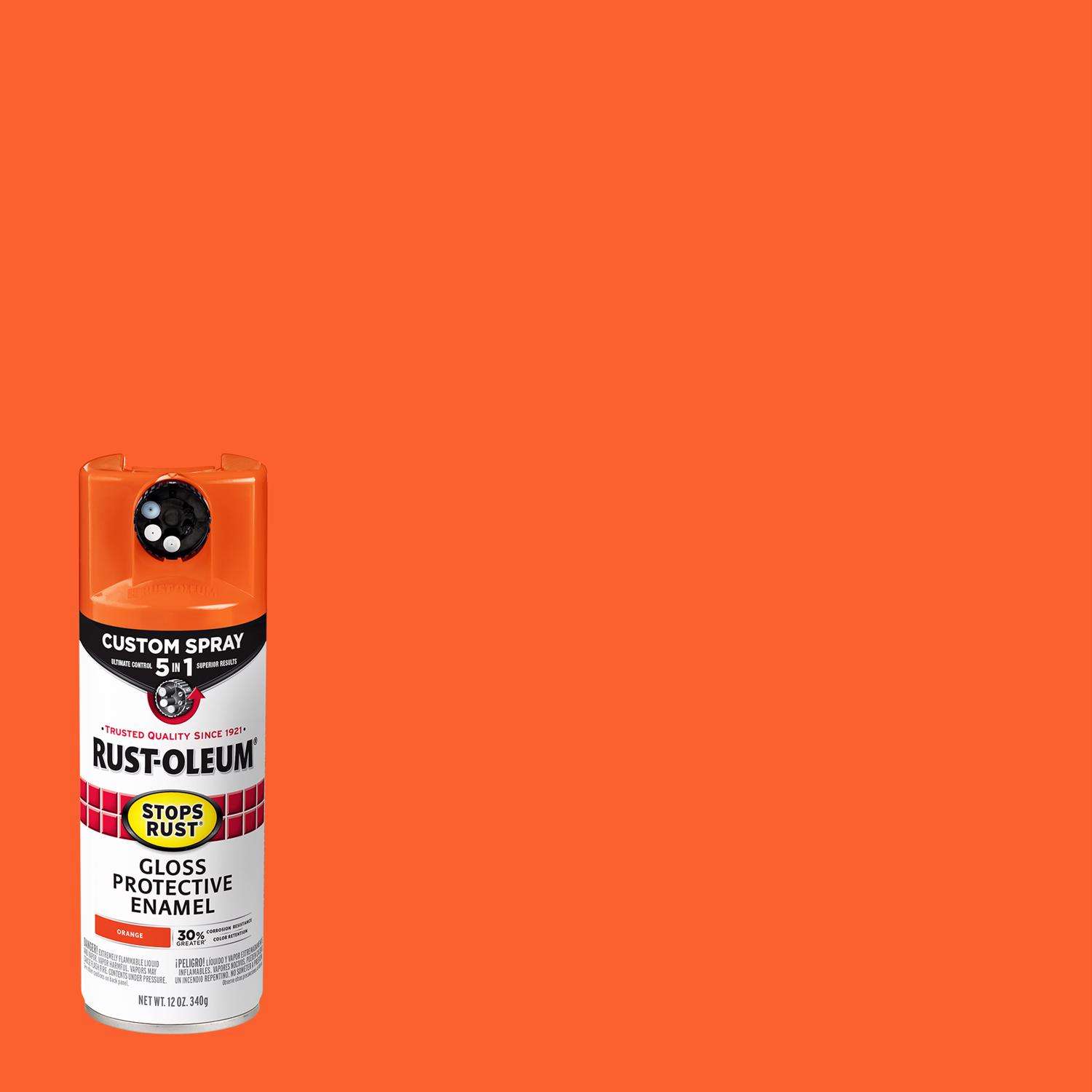 Rust-Oleum Stops Rust Custom Spray 5-in-1 Gloss Orange Spray Paint 12 ...