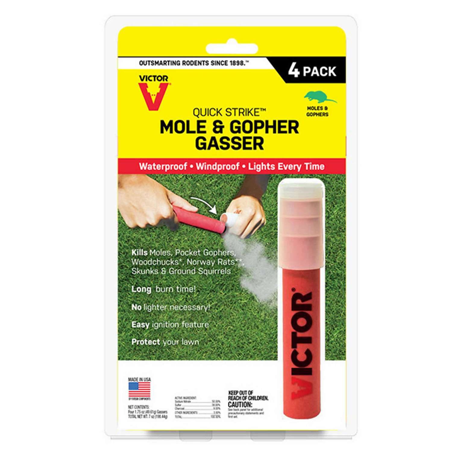 Victor Quick Strike Toxic Gasser Fog For Gophers and Moles 4 pk - Ace ...