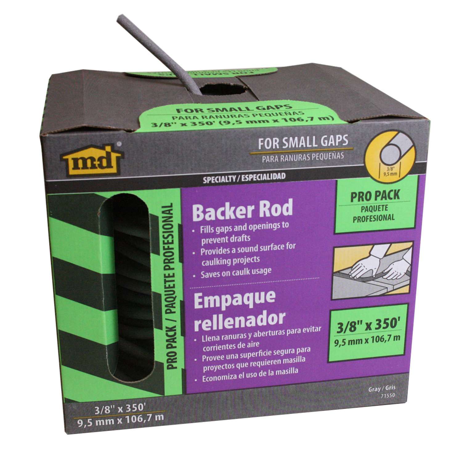 M-D Gray Foam Caulk Backer Rod For Door and Window 350 ft. L X 3/8 in ...