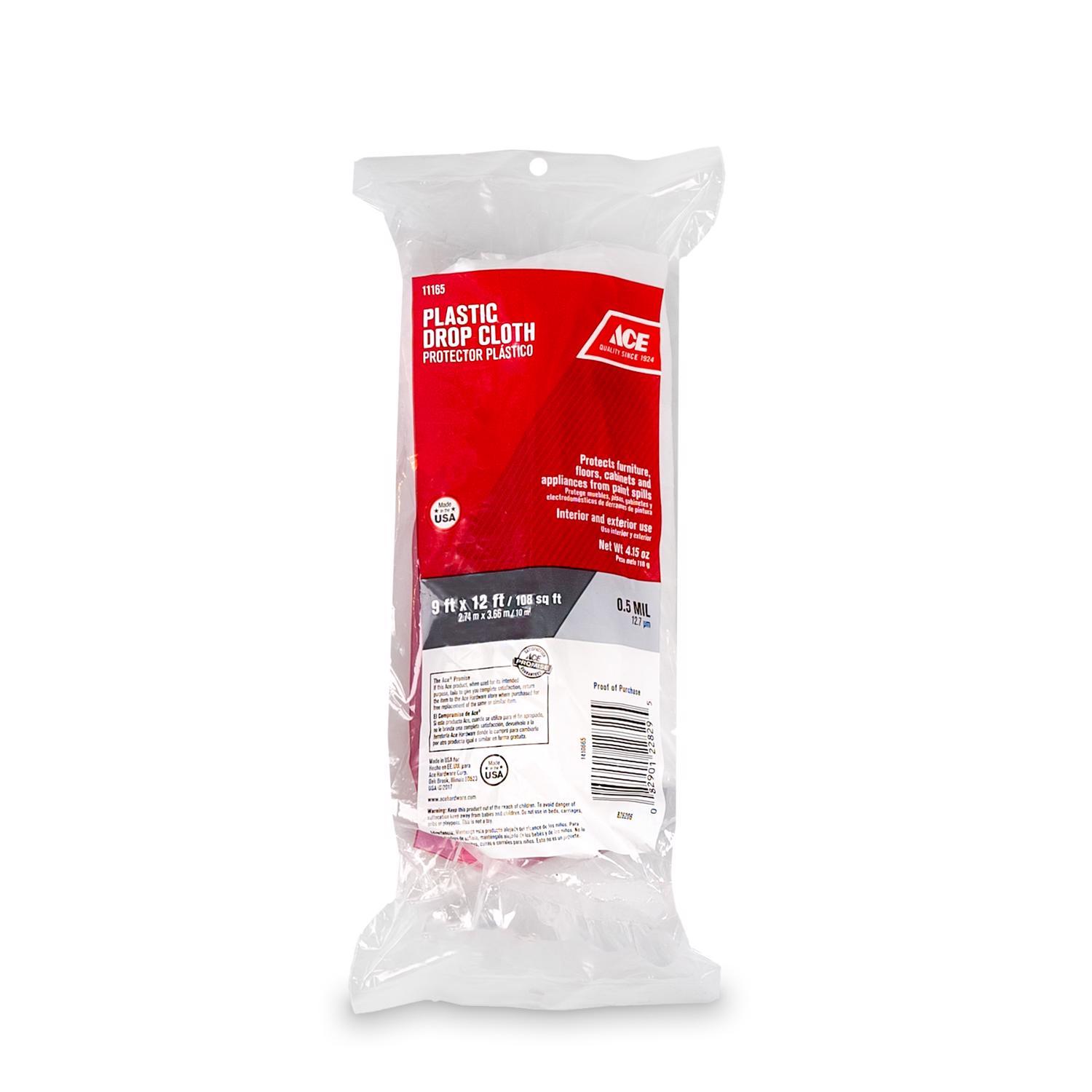 Ace 9 ft. W X 12 ft. L X 0.5 mil 7 lb Plastic Drop Cloth 1 pk - Ace ...