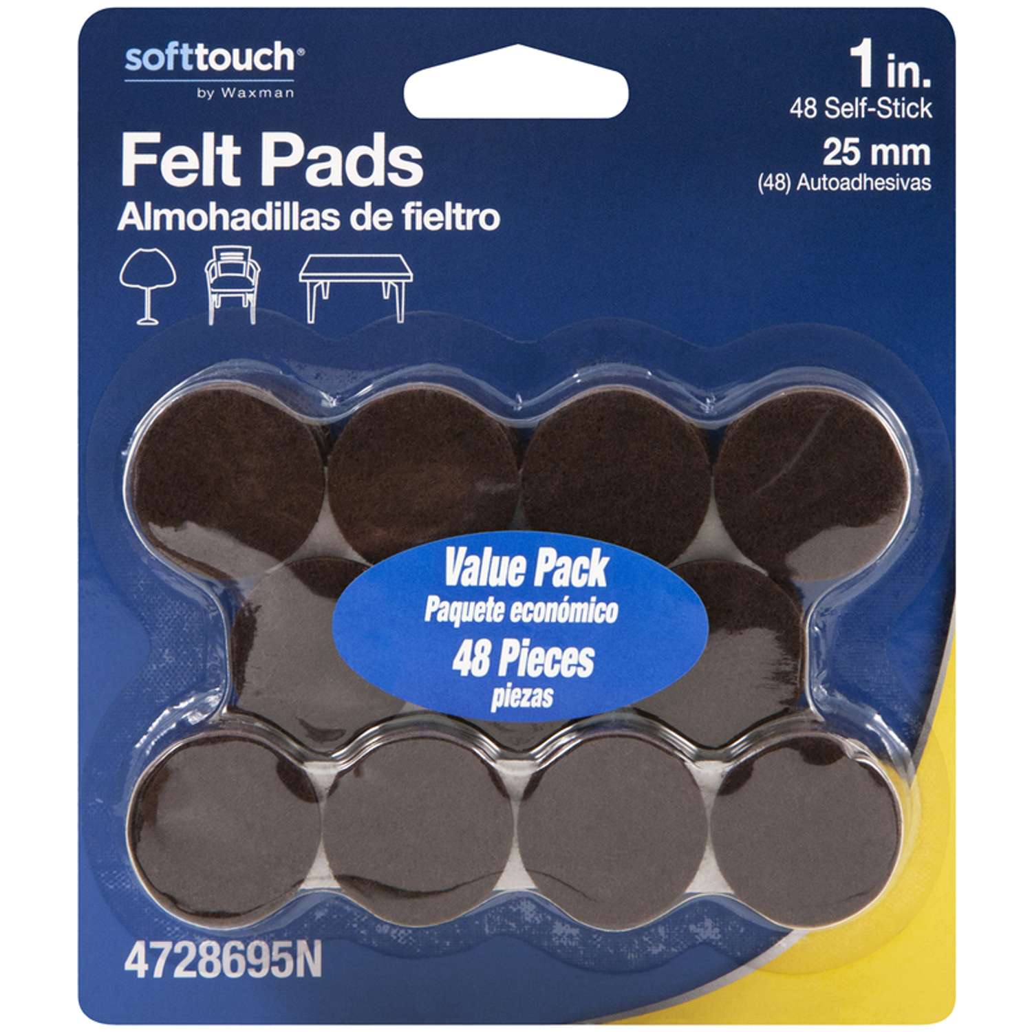 Softtouch Felt Self Adhesive Protective Pad Brown Round 1 in. W X 1 in ...