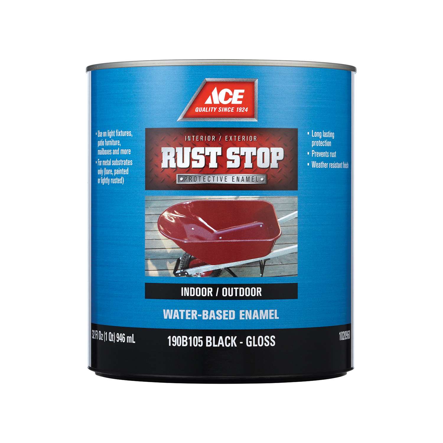 Ace Rust Stop Indoor and Outdoor Gloss Black Water-Based Enamel Rust ...