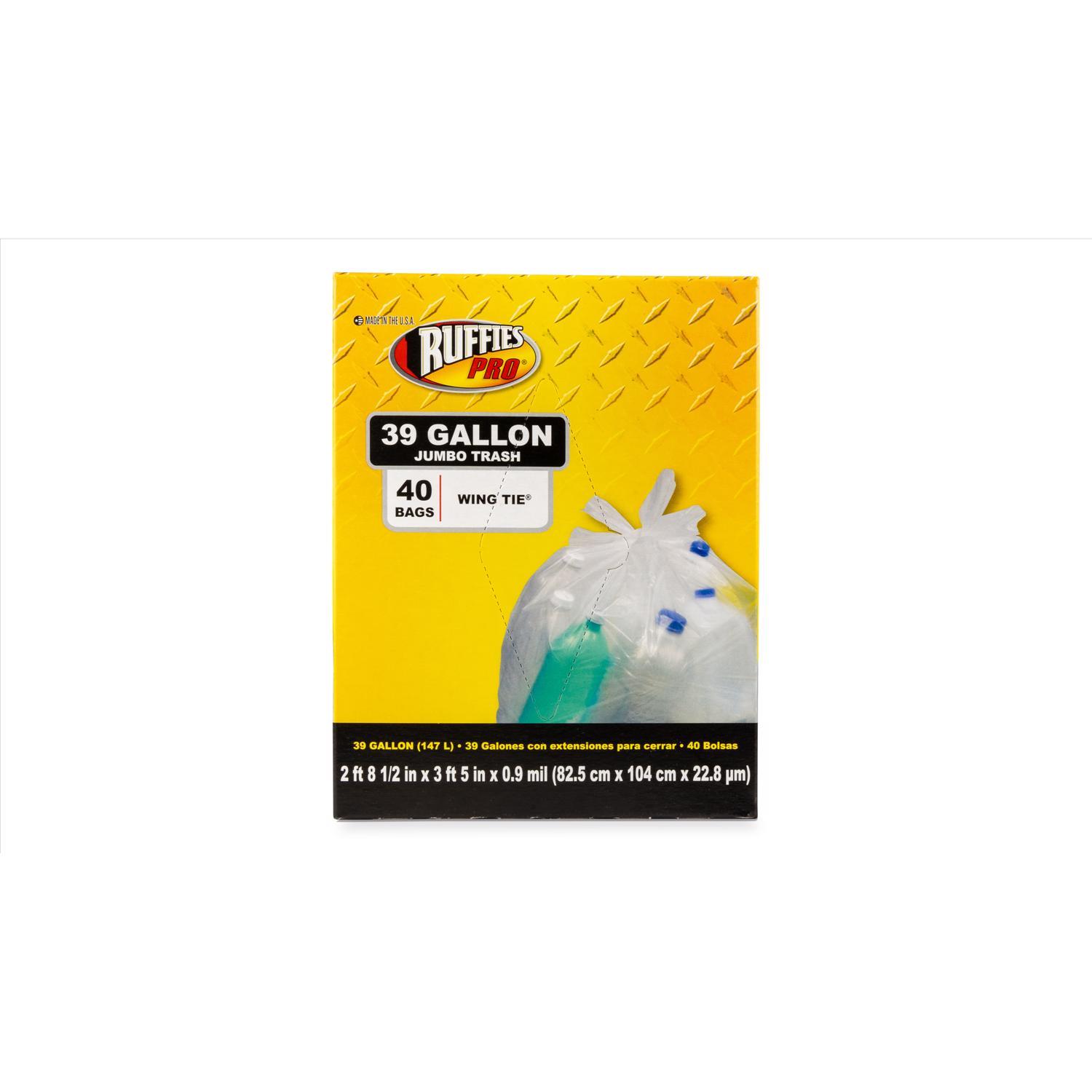 Ruffies Pro 39 gal Trash Bags Wing Ties 40 pk 0.9 mil - Ace Hardware