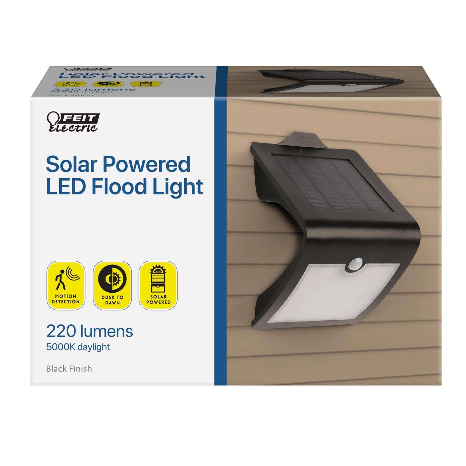 Feit Electric Motion-Sensing Solar Powered LED Black Security ...