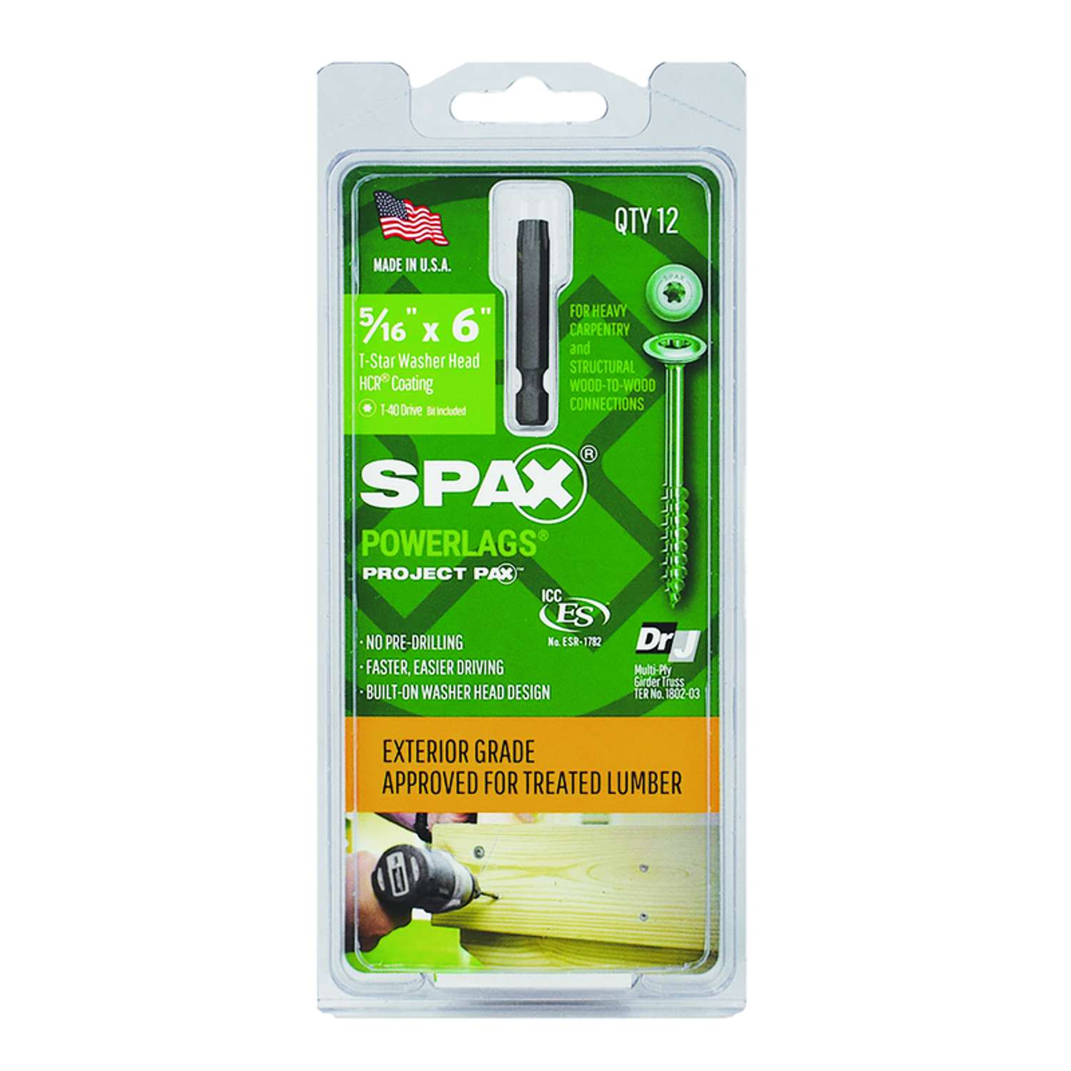 SPAX PowerLag 5/16 in. in. X 6 in. L T-40 Washer Head Structural Screws ...