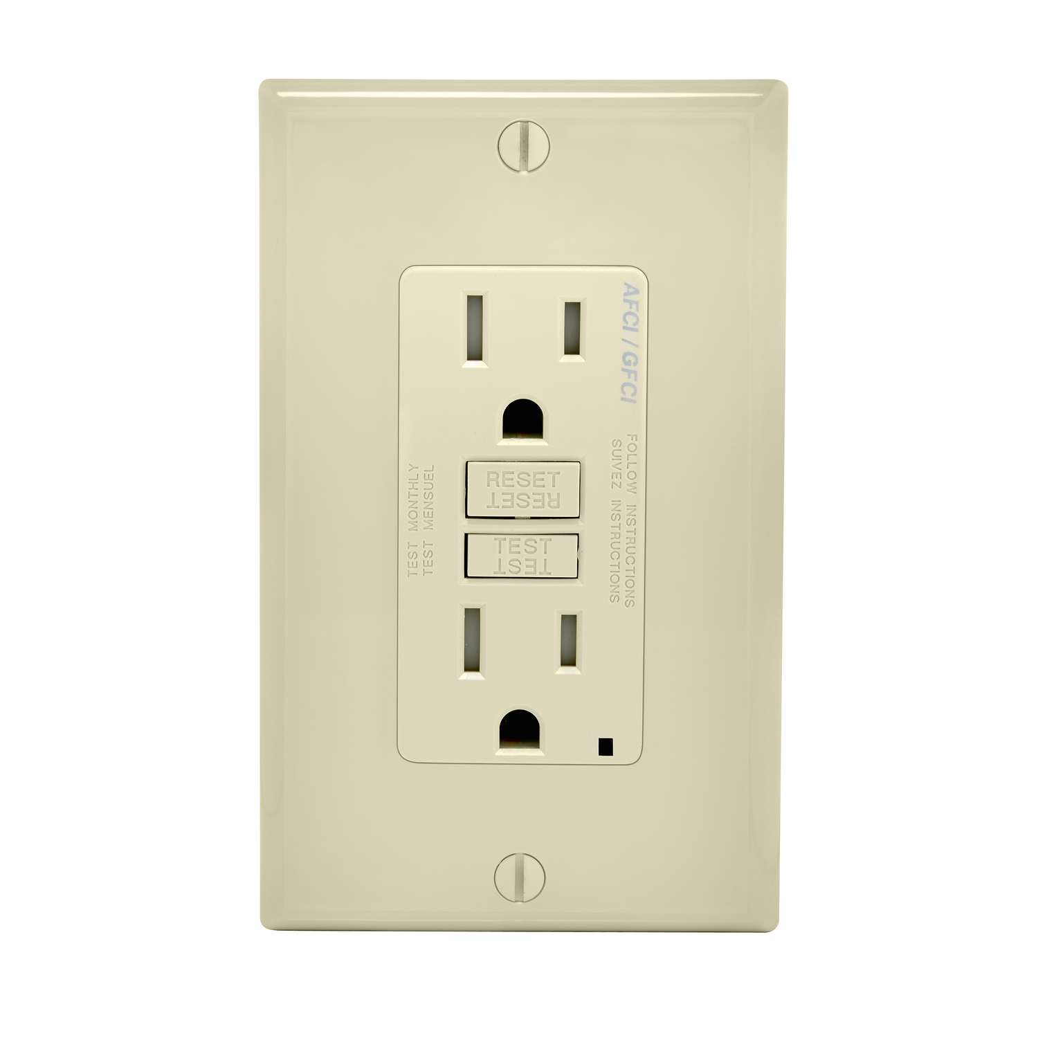 Leviton SmartlockPro 15 amps 125 V Duplex Light Almond AFCI/GFCI Dual ...