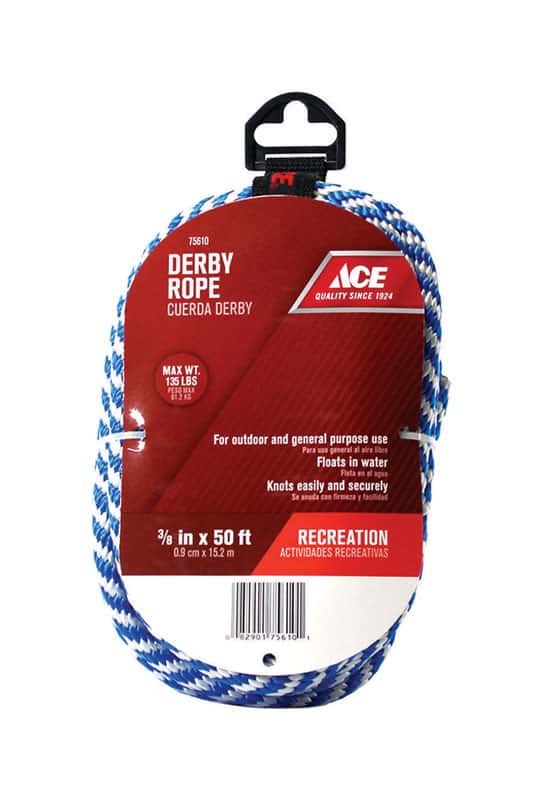 Ace 3/8 in. D X 50 ft. L Blue/White Solid Braided Poly Derby Rope - Ace ...