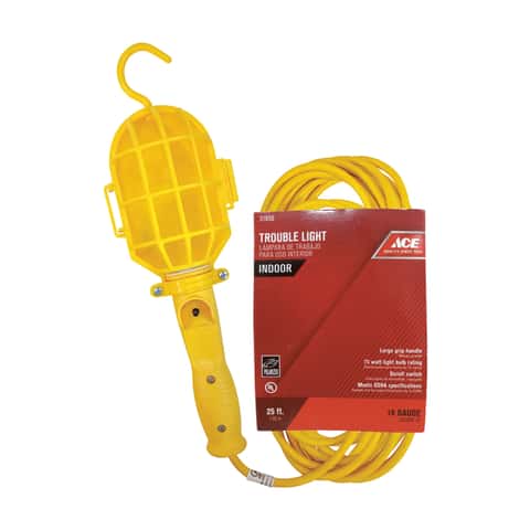 Ace 75 W 25 ft. 18/2 SJT Incandescent Trouble Light Mfr# 1TL-001-025FYL ...
