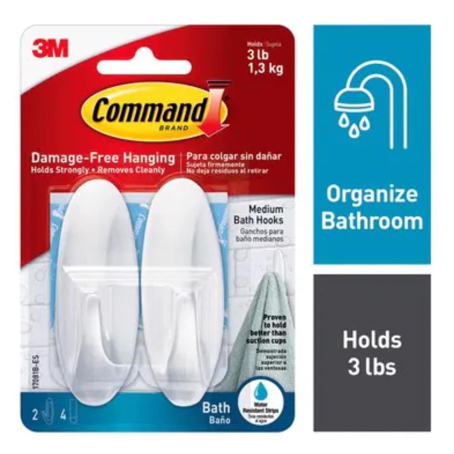 3M Command Medium Plastic Bath Hook 3.125 in. L 2 pk - Ace Hardware