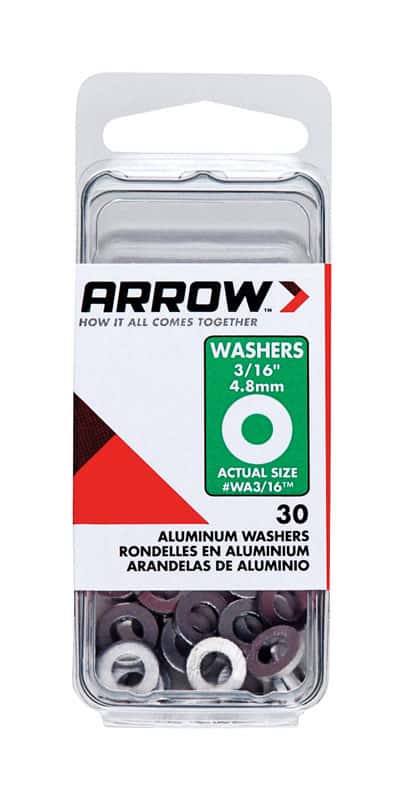 Arrow 3/16 in. D Aluminum Flat Washers Silver 30 pk - Ace Hardware