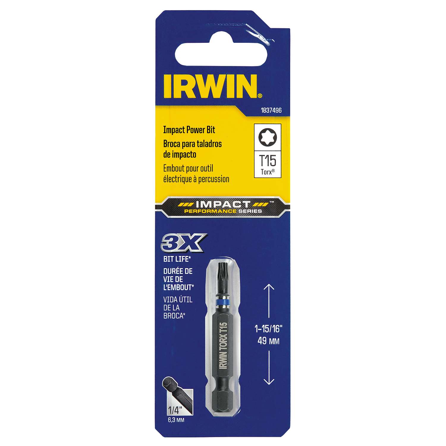 Irwin Impact Performance Series Torx T15 X 2 in. L Power Bit Steel 1 pc ...
