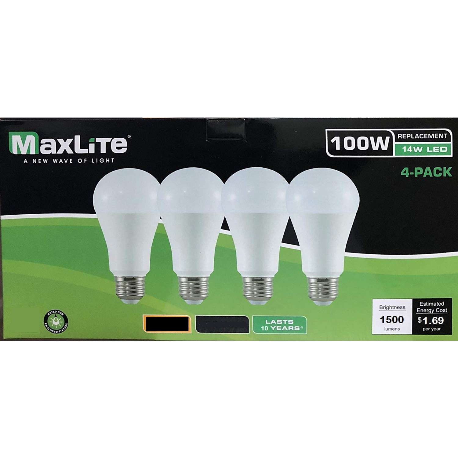MaxLite A19 E26 (Medium) LED Bulb Daylight 100 Watt Equivalence 4 pk ...