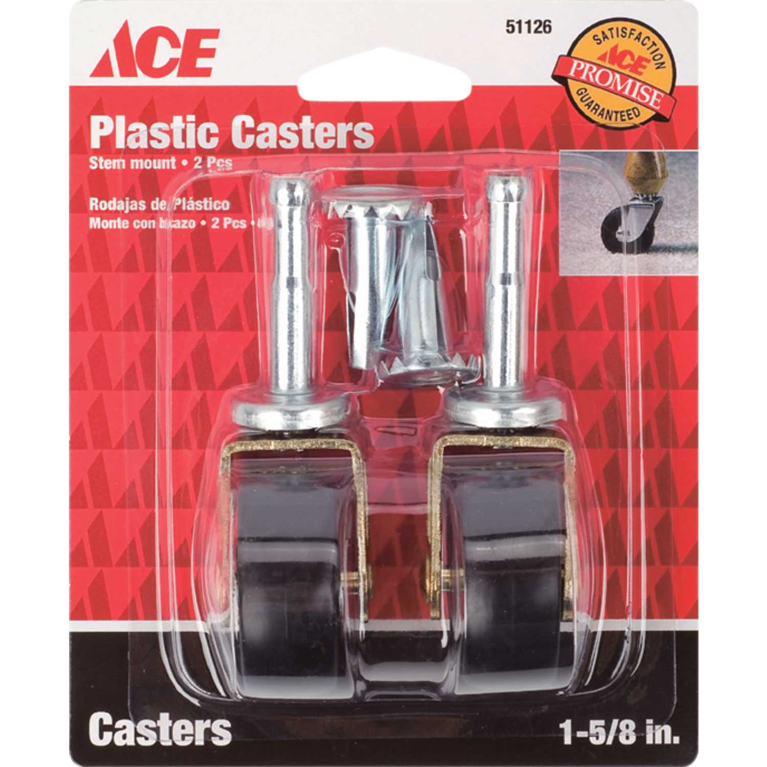 Ace 1-5/8 in. Dia. Swivel Plastic Caster Wheel with Stem 50 lb. 2 pk ...