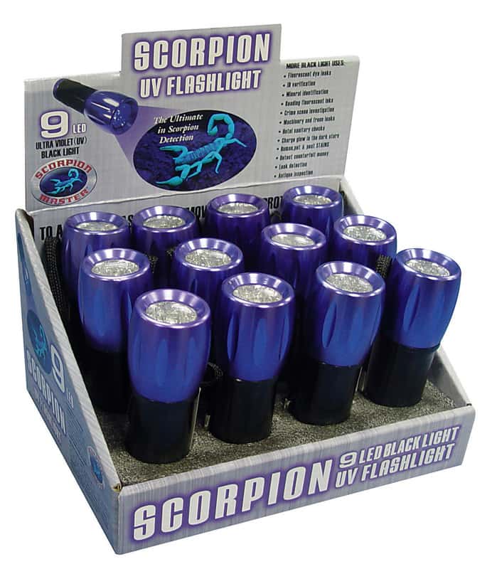 Scorpion 9 LED 54 lm Black/Purple LED UV Flashlight AAA Battery - Ace ...