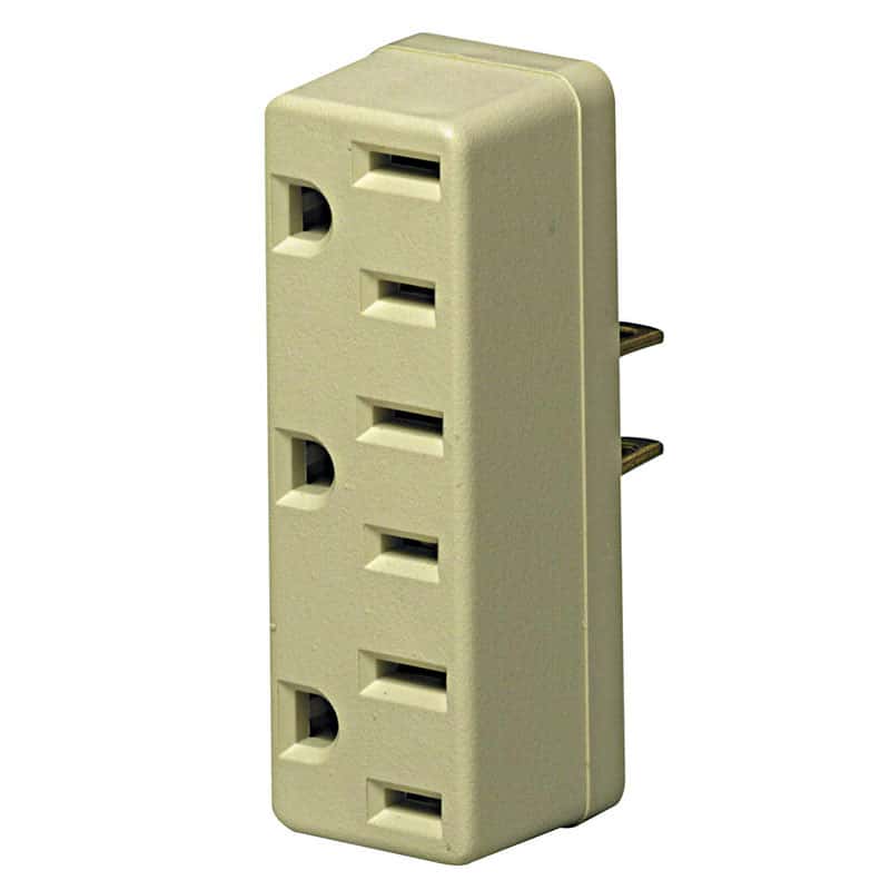 Leviton Outlet Adapter Triple Tap 15 Amp 125 volts 2 pole, 2 wire Ivory ...