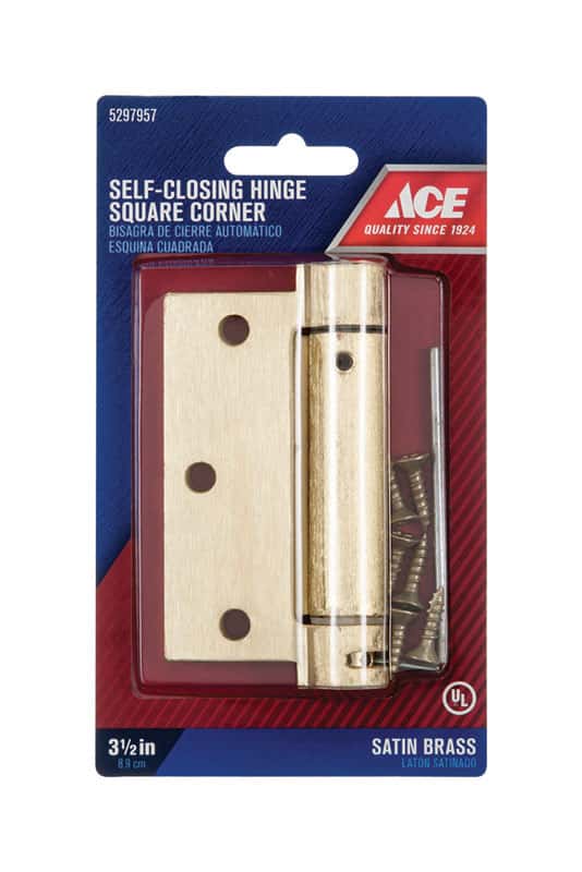 Ace 3.5 in. L Satin Brass Self Closing Hinge 1 pk - Ace Hardware
