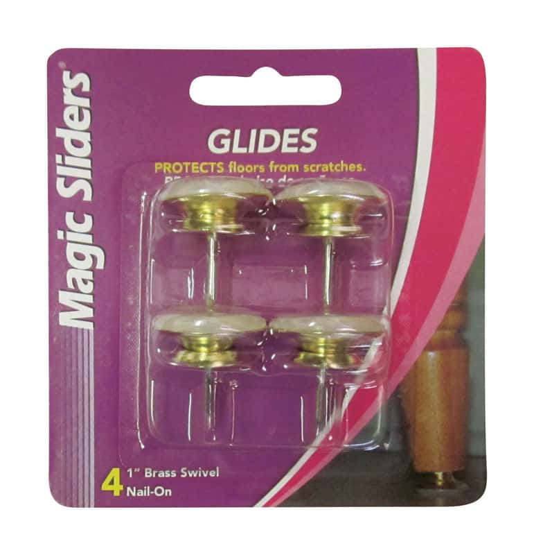 Magic Sliders Gold 1 in. Nail-On Steel Slide Glides 4 pk - Ace Hardware