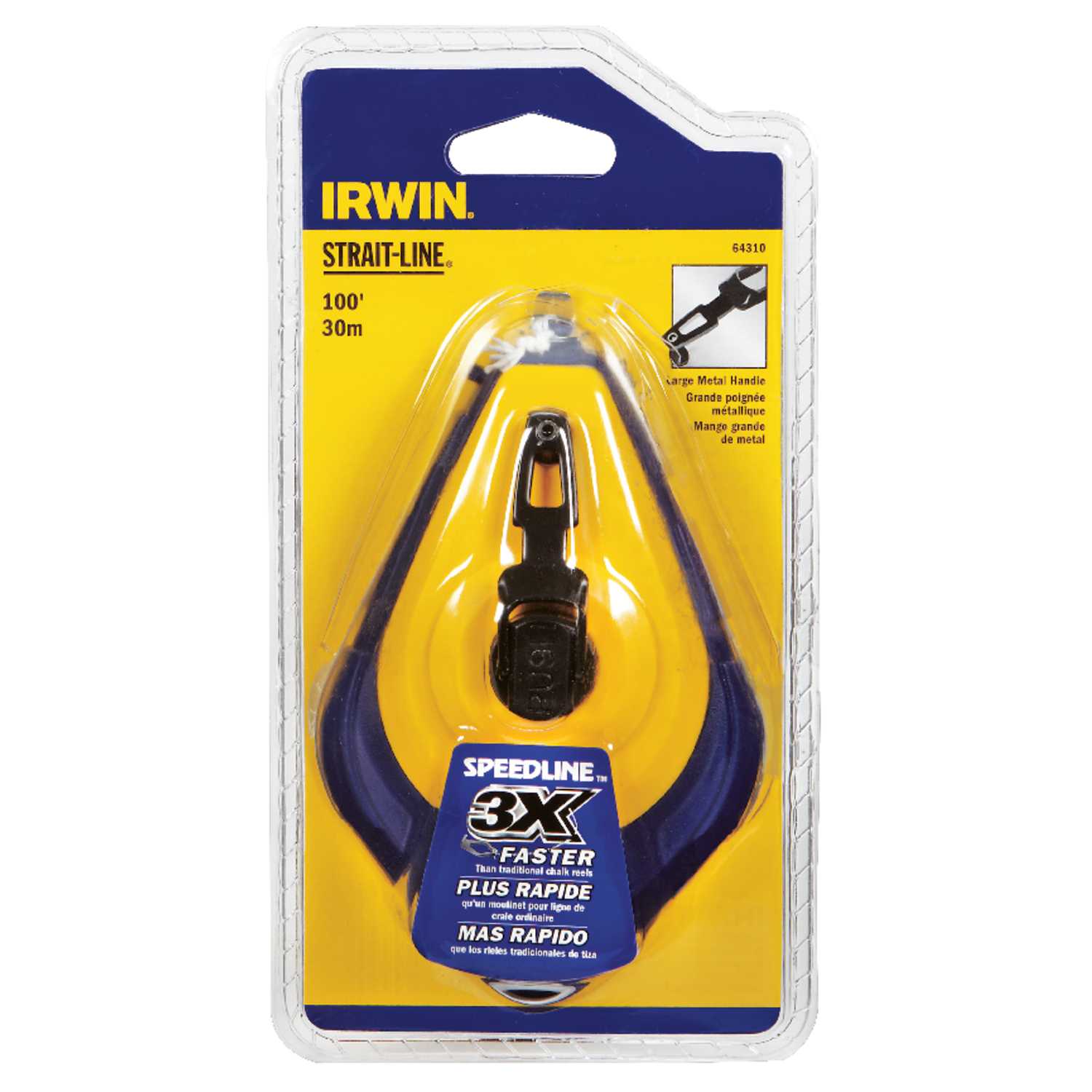 Irwin Strait-Line 2 oz. Blue Fast Retrieve Chalk Line Reel 100 ft ...