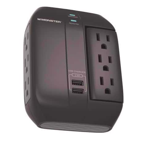 Monster Just Power it Up 0 ft. L 6 outlets Wall Tap Surge Protector w ...